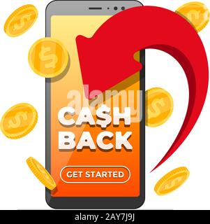 Online cashback service illustration concept. Illustration for websites ...