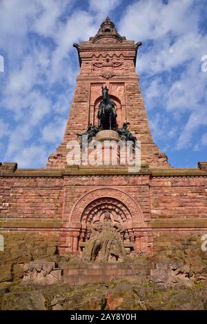 Aerial of the Kyffhaeuser Monument, Barbarossa monument, Thuringia ...