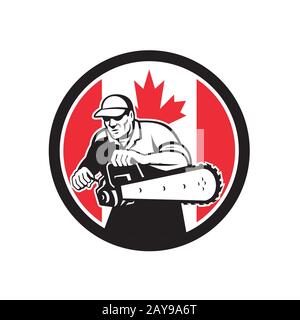 Canadian Tree Surgeon Chainsaw Canada Flag Stock Photo - Alamy