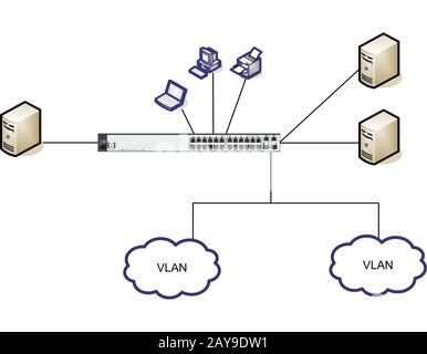 digital drawn sketch photo sketch network VLAN WLAN, illustration Stock ...