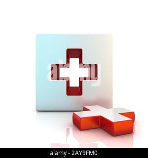 3d Plus sign. Computer generated render Stock Photo - Alamy