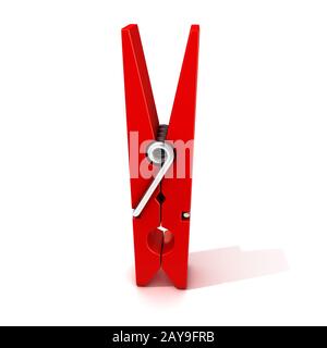 Red clothes pin. Closed standing 3D Stock Photo - Alamy