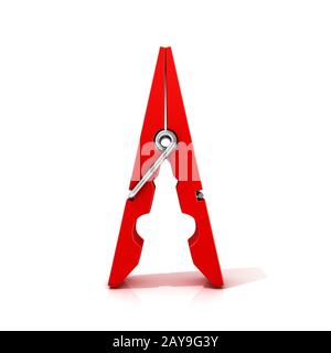 Red clothes pin. Opened standing. Isolated on white background Stock ...
