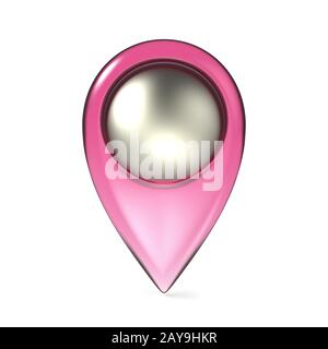Pink map pointer 3D render illustration isolated on white background ...