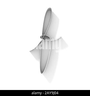 Long shadow handwritten font LETTER V 3D render illustration isolated ...