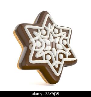 Chocolate Christmas gingerbread snowflake decorated with white lines ...