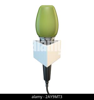 Green microphone 3D render illustration isolated on white background ...