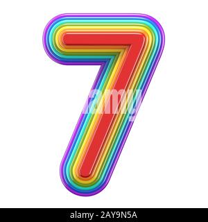 Concentric rainbow number 7 SEVEN 3D rendering illustration isolated on ...