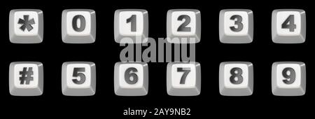 3D computer keyboard - numbers Stock Photo - Alamy