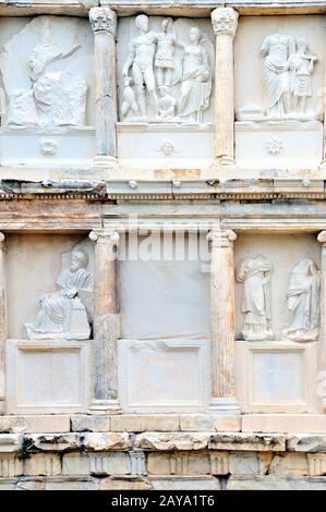 Turkey, Aphrodisias, Sebasteion, Wall Reliefs, Theatrical Masks Stock ...