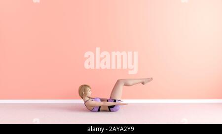 Stomach Crunch Yoga Pose Female Woman Demonstration Concept Stock Photo ...