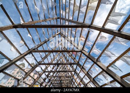 Harbour promenade fish rack Stock Photo - Alamy