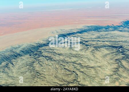 Aerial view, Kuiseb River in the mountains of the Namib Desert, Erongo ...