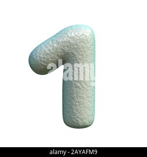 Grey blue clay Number 1 ONE 3D rendering illustration isolated on white ...