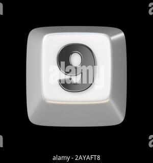 Computer keyboard key number NINE 9 3D Stock Photo - Alamy