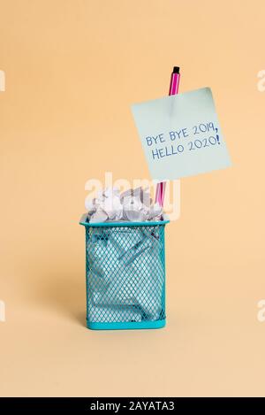 Text sign showing Goodbye 2019. Conceptual photo New Year Eve Milestone ...