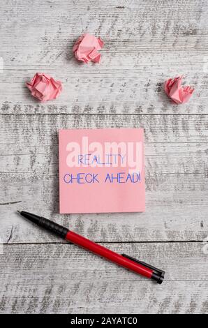 Conceptual hand writing showing Reality Check. Concept meaning one is ...