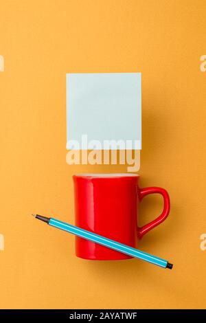 Colored paper with important message lying desk near keyboard. Main ...