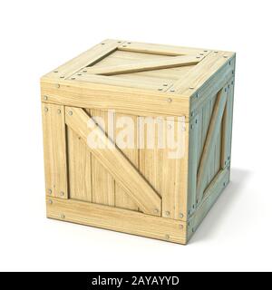 Wooden box. Side view. 3D Stock Photo - Alamy