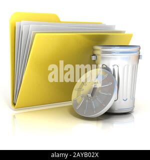 Open steel trash can folder icon, 3D render illustration, isolated on ...