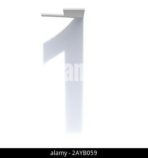 Vertical drop shadow number 1 ONE 3D render illustration isolated on ...