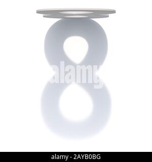 Vertical drop shadow number 8 EIGHT 3D render illustration isolated on ...