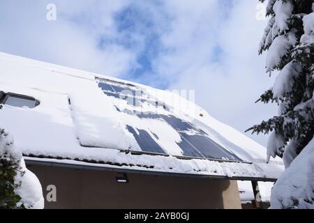 Solar system in winter with snow Stock Photo - Alamy