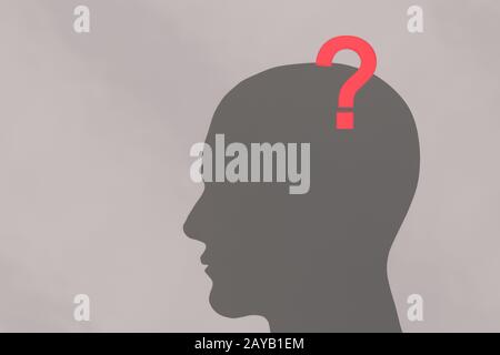 human head with question mark symbol, brain, neurons, thinking, asking ...