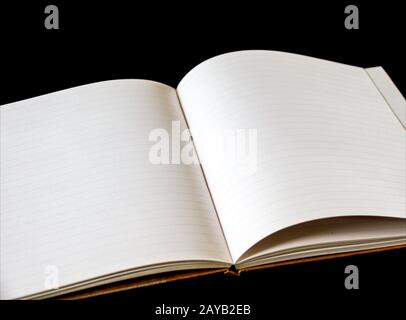 Open blank booklet on black background with clipping path around ...