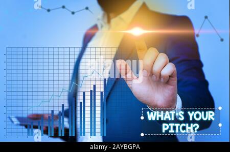 Text sign showing What Is Your Pitch question. Business photo ...