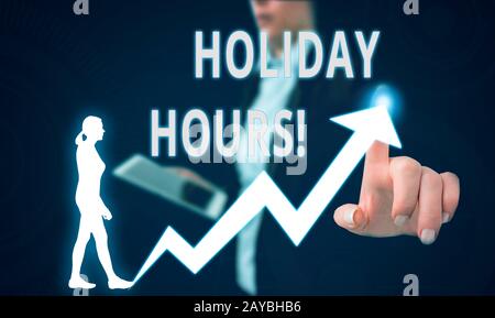 Text sign showing Holiday Hours. Business photo showcasing employee ...