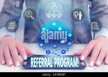 Conceptual hand writing showing Referral Program. Concept meaning ...