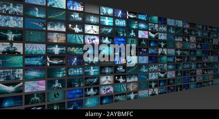 Media Technologies Concept as a Video Wall Background Stock Photo - Alamy