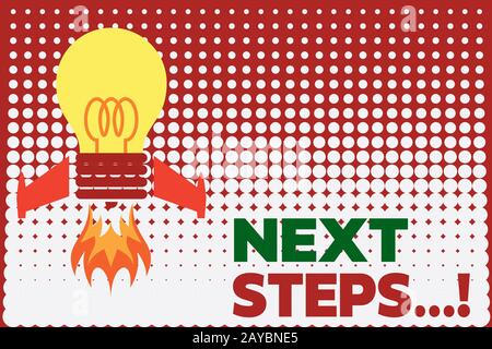 Text sign showing Next Steps , Internet Concept numper of process going ...