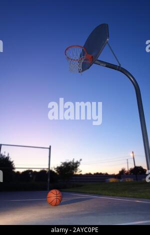 Basketball court at night Stock Photo - Alamy