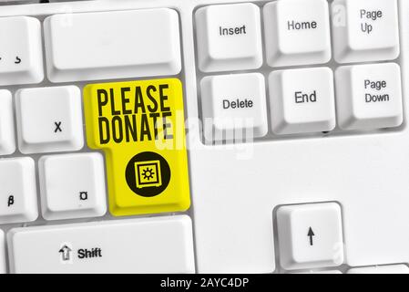 Handwriting text Donate. Concept meaning gift for charity to benefit a ...