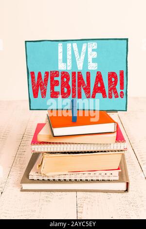 Writing note showing Webinar. Business concept for seminar or other ...