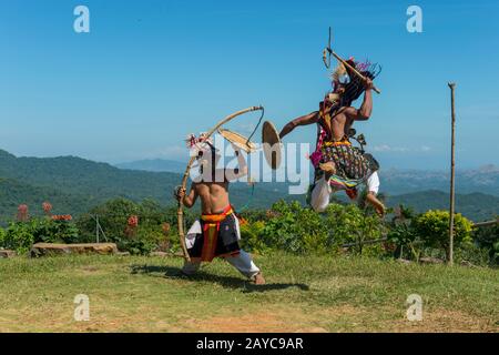Manggarai men performing a traditional Caci dance in a Melo Village in ...