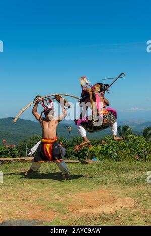 Manggarai men performing a traditional Caci dance in a Melo Village in ...