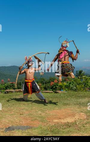 Manggarai men performing a traditional Caci dance in a Melo Village in ...