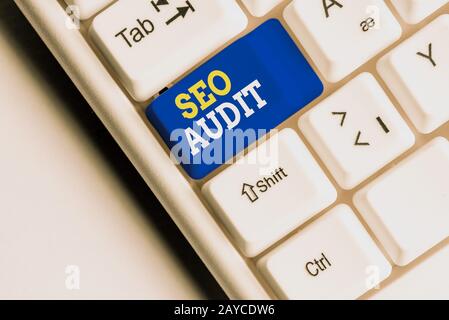 Conceptual hand writing showing Seo Optimization Report. Business photo showcasing Overview of a ...