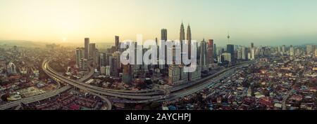 Panorama aerial view of Kuala Lumpur City Centre in the morning, 02 ...