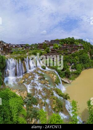 Furong ancient village and waterfall - Hunan China Stock Photo - Alamy