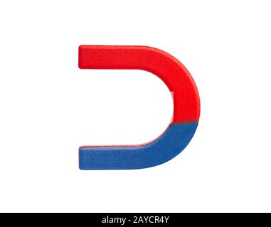 Blue and Red Magnet with North and South Pole Signs on Blue Background ...