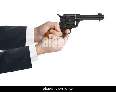 Hands with revolver Stock Photo - Alamy