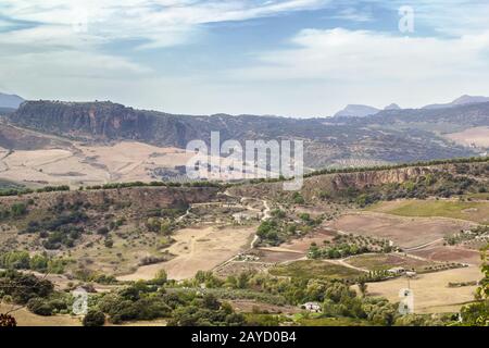 View of a valley from Ronda, Spain Stock Photo - Alamy