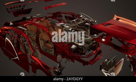 Disassembled Car with Visible Parts Stock Photo - Alamy