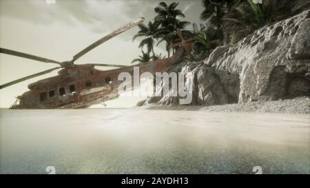old rusted military helicopter near the island Stock Photo - Alamy
