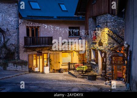 VENOSC, FRANCE - 16th JANUARY 2020; Venosc is an old mountain village ...