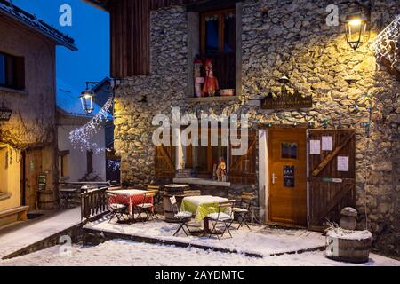 VENOSC, FRANCE - 17th JANUARY 2020; Venosc is an old mountain village ...